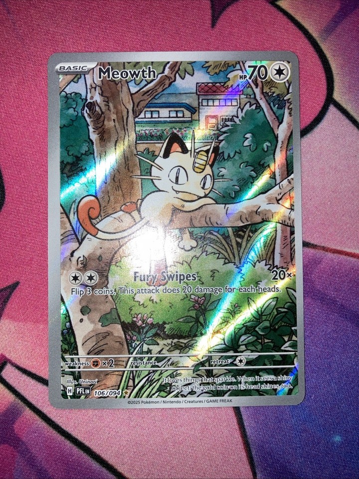 Meowth 106/094 Phantasmal Flames Holo Illustration Rare NM English ...