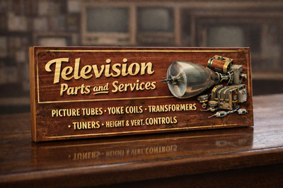 Television sign Vintage Classic style 28cm wooden signs repair parts ...