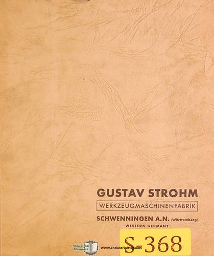 Strohm M45, Automatic Screw Machine, Instruct Parts & Wiring Diagram ...