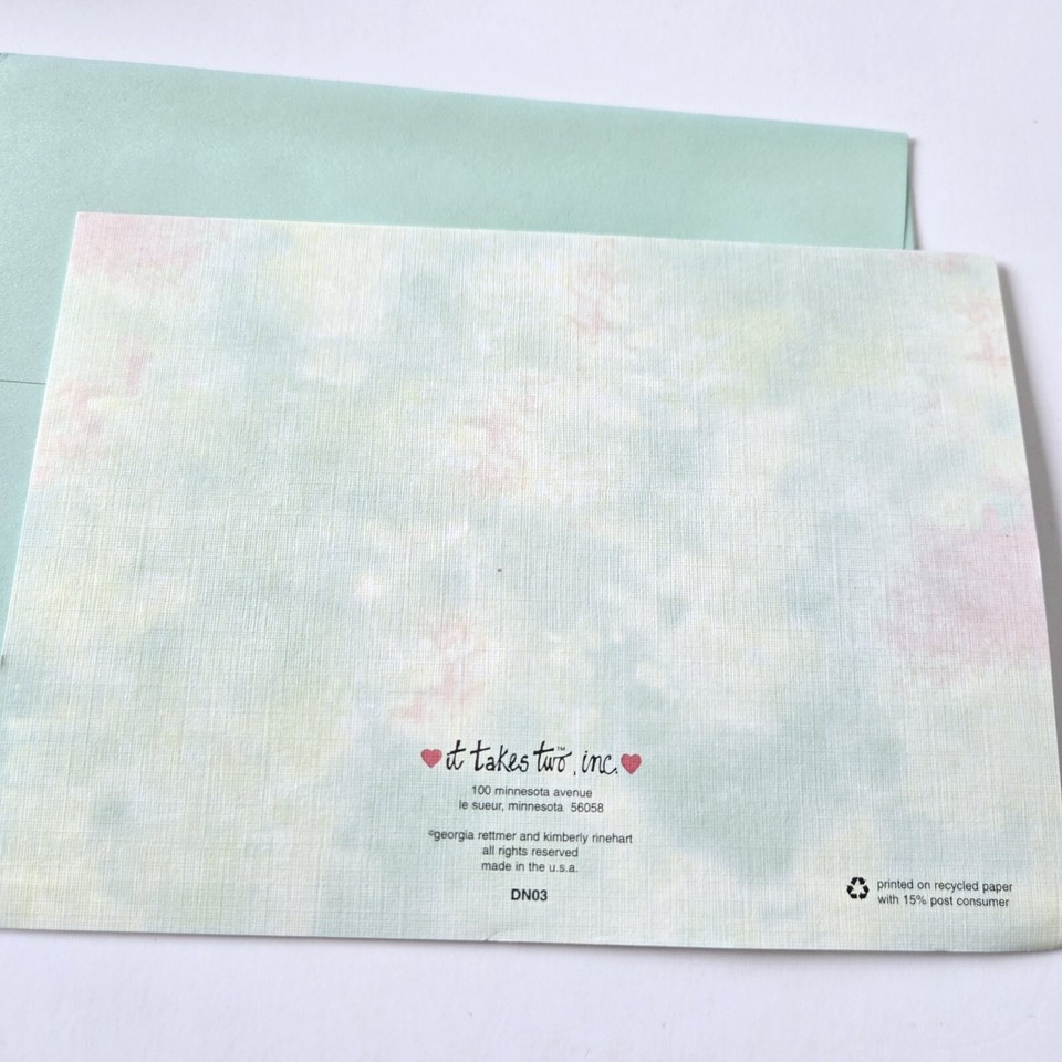 Vintage Greeting Card Blank Note Card Pretty Flowers on Green Purple ...