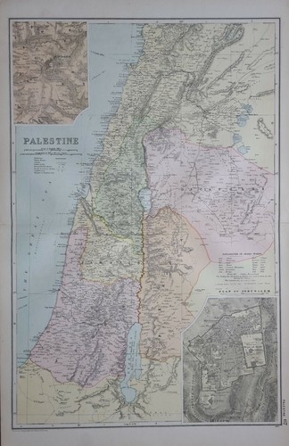 1907 MAP PALESTINE PLAN OF JERUSALEM PERAEA SAMARIA GALILEE JUDAEA | eBay