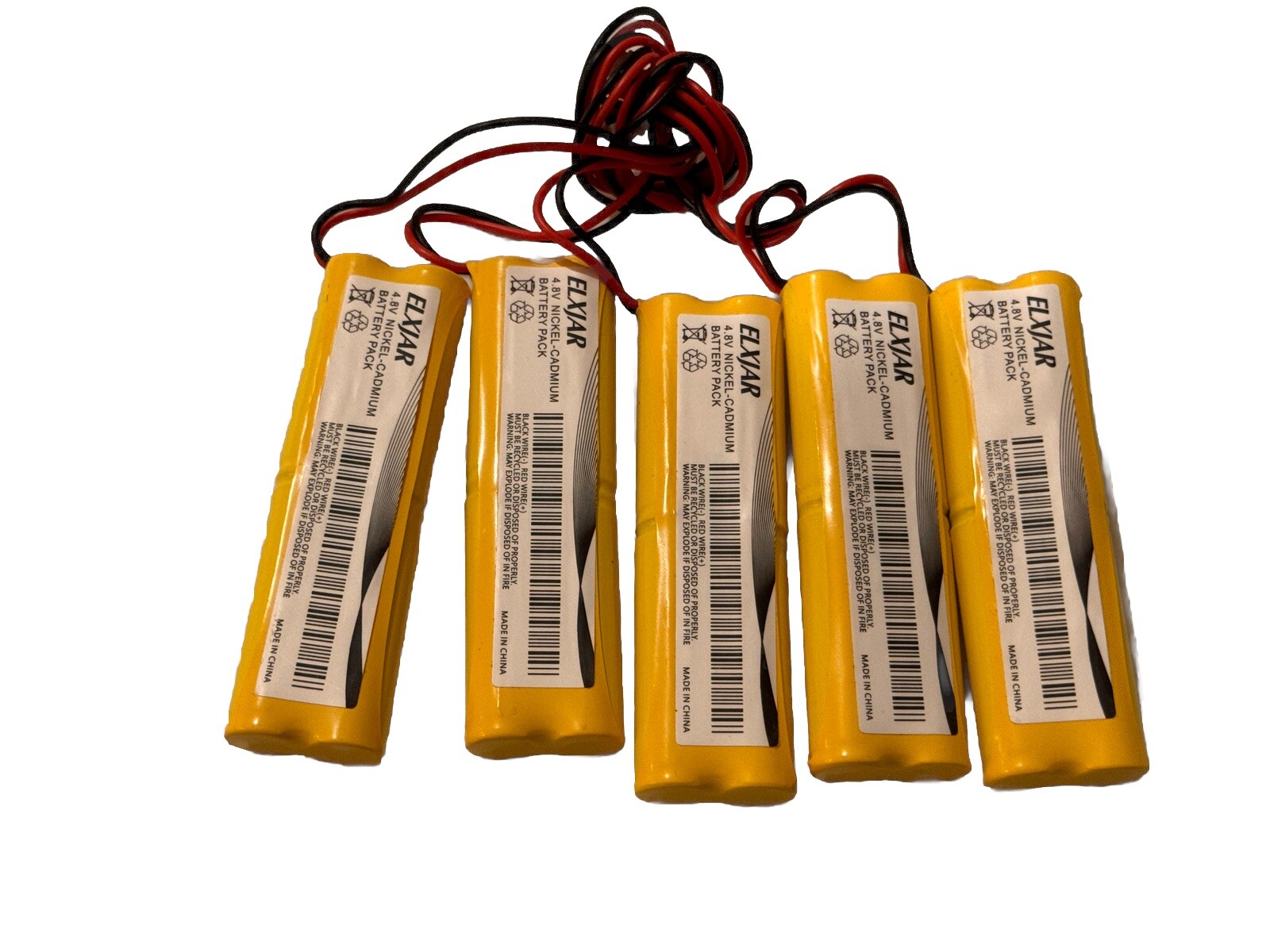Elxjar 5-pack 4.8v 600mAh Ni-CD Battery Pack -- Exit sign Emergency ...