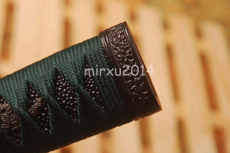 Black Rayskin Tsuka Dark Green Synthetic Silk Ito for Japanese Samurai ...