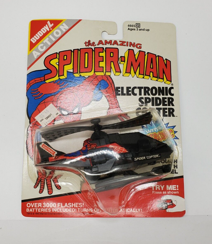 Vintage Spider-Man Electronic Spider Copter 1990 Buddy L Marvel Rare 1A ...