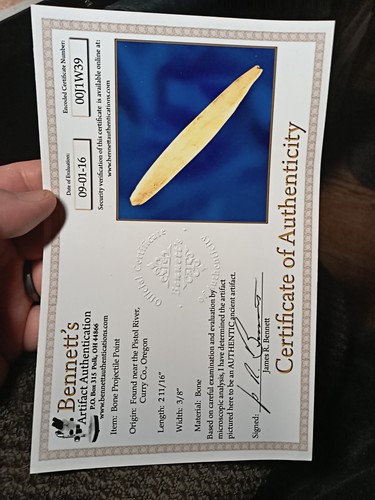 Authentic oregon Bone Projectile Point Indian Arrowhead Artifact COA | eBay