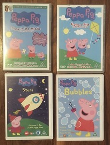 4 BUNDLE KIDS DVDS PEPPA PIG -BUBBLES, STARS, FLYING A KITE, PIGGY IN ...