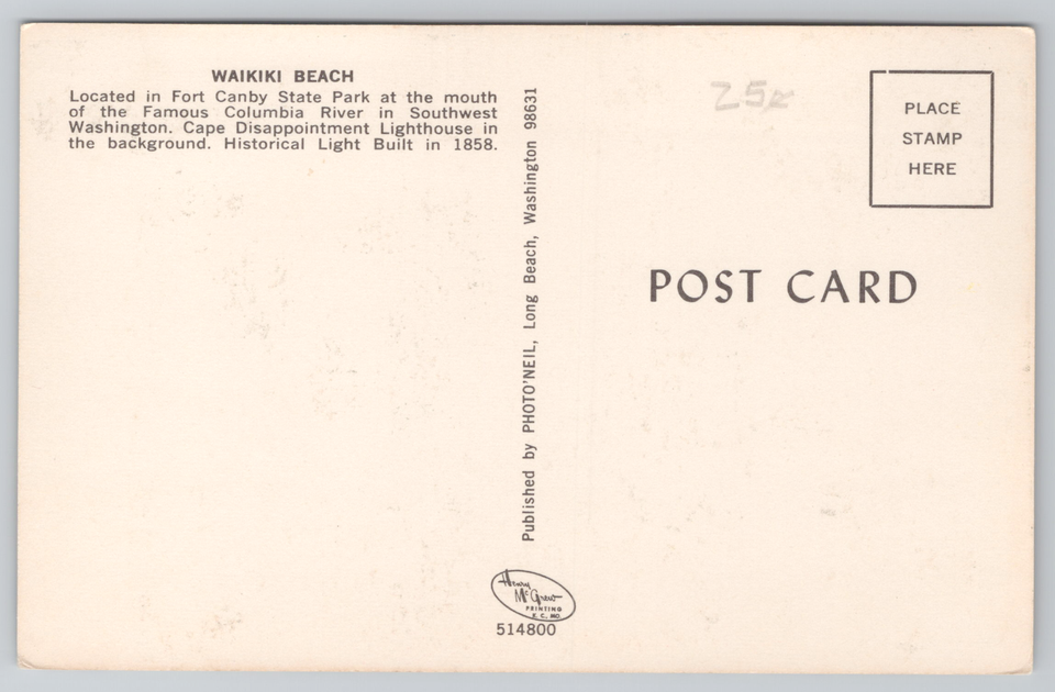 Postcard Waikiki Beach at Fort Canby Park in Washington | eBay
