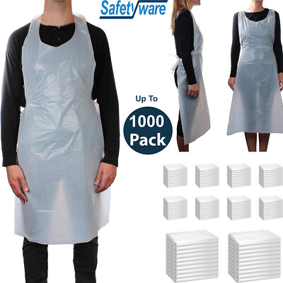 Safetyware HDPE Plastic Cover Waterproof Disposable Aprons Gown White ...