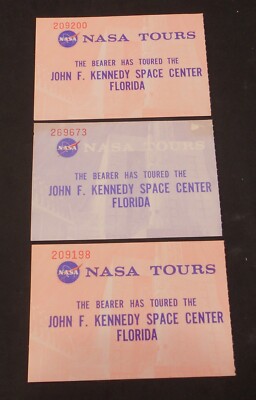 3 Vintage 1970's John F. Kennedy Space Center Florida NASA Tours Ticket ...