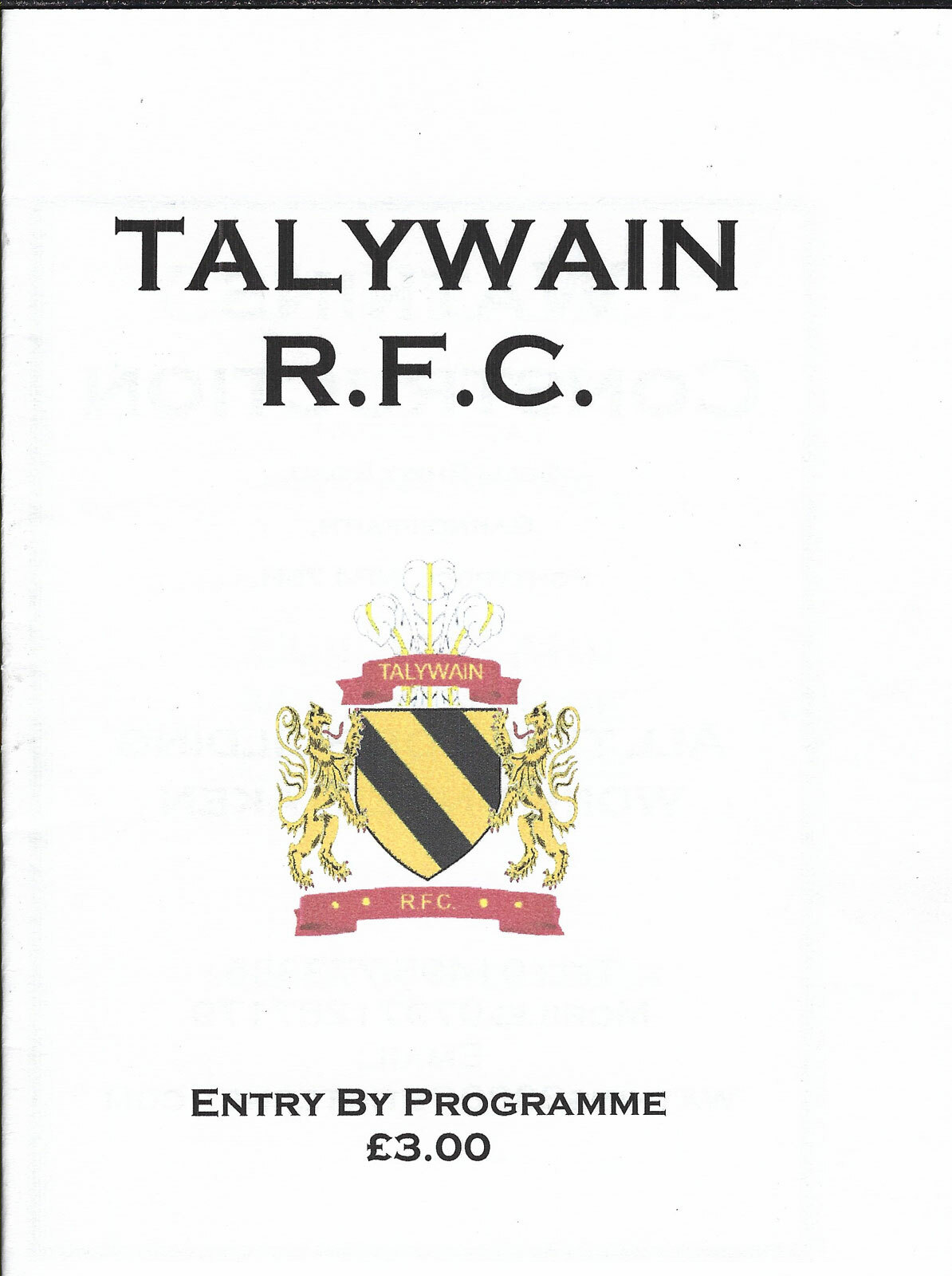 Talywain Rugby Club ( RFC ) Wales undated generic season programme | eBay