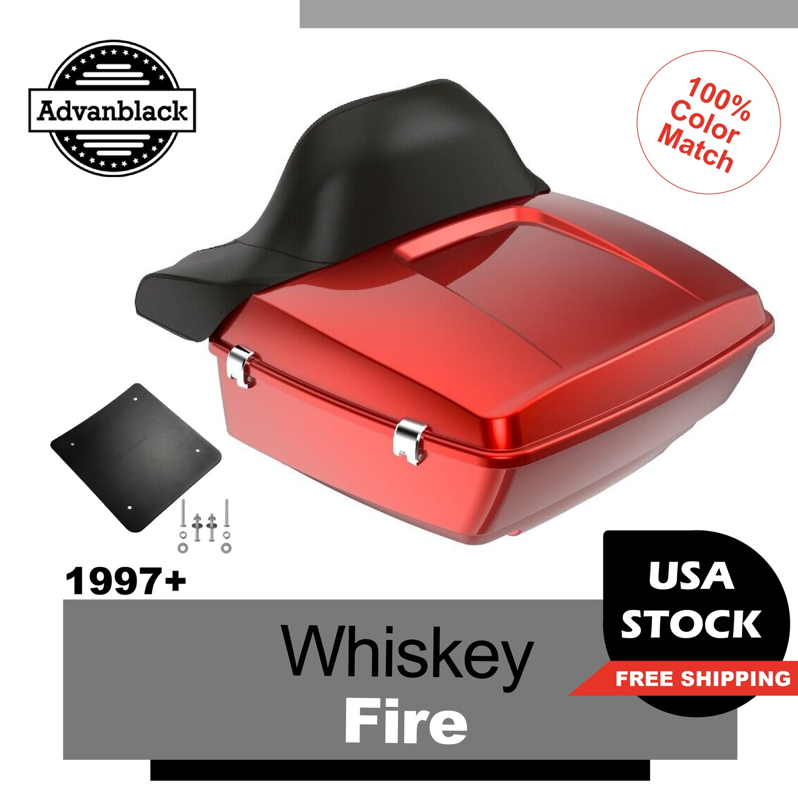 Advanblack Whiskey Fire Rushmore King Tour Trunk Pack For 97+ Harley ...
