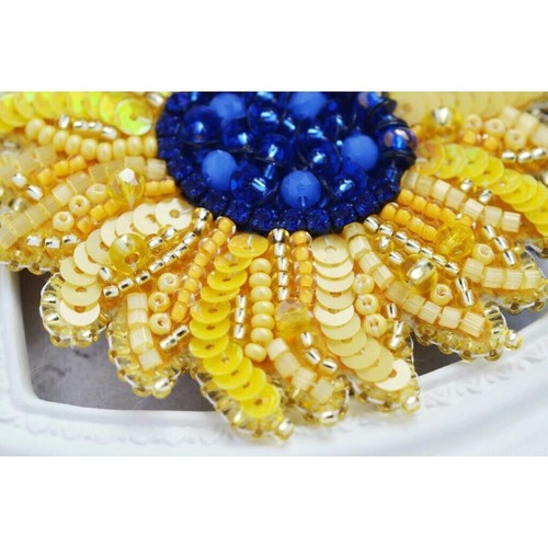 DIY Jewelry Making Beading kit Sunflower Brooch Bead Embroidery Pin ...