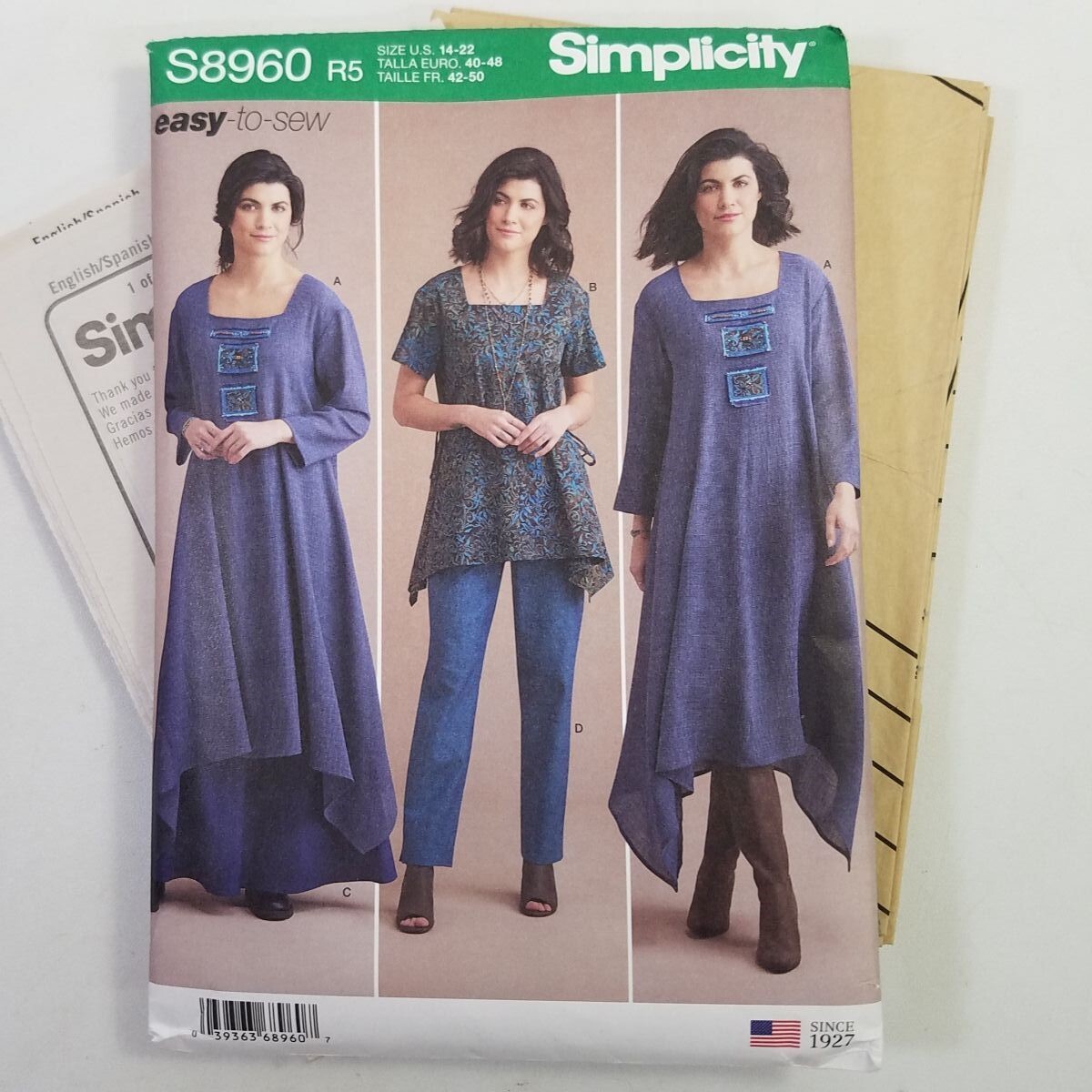 Simplicity 8960 Uncut Tunic Pant Skirt Pattern Handkerchief Lagenlook ...