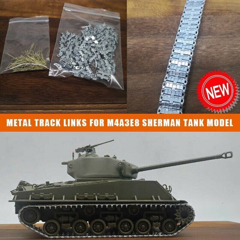 1/35 US M4A3E8 Sherman Tank Metal Track Links w/Metal Pins for Tamiya ...