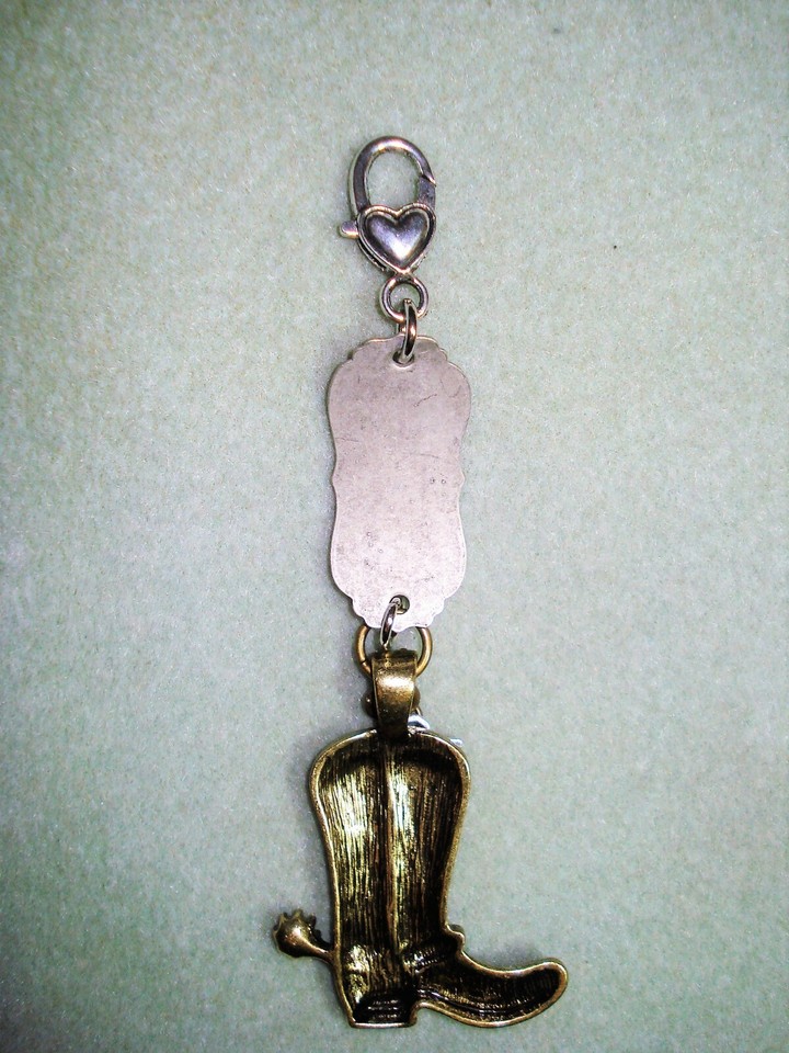 5 3/4" Drop "Rebel" "Tough Girl" Faux Jewel Cowgirl Brass Boot Key Ring ...
