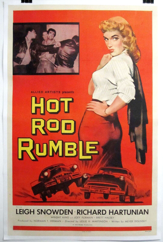 Vintage 1957 HOT ROD RUMBLE American 41x27 Classic BAD GIRL Poster FREE ...