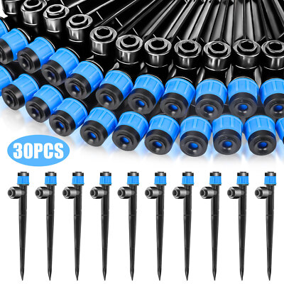 30Pcs 360° Adjustable Water Flow Irrigation Drippers Stake Emitter Drip ...