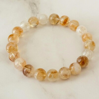 Natural 8mm Citrine Stone Stretch Bracelet Protection Healing Bracelet ...