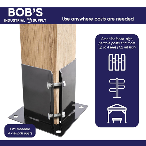 No Dig 4X4 Post Anchor Square Bracket 1Pk - Bolt down Post Base Wood ...
