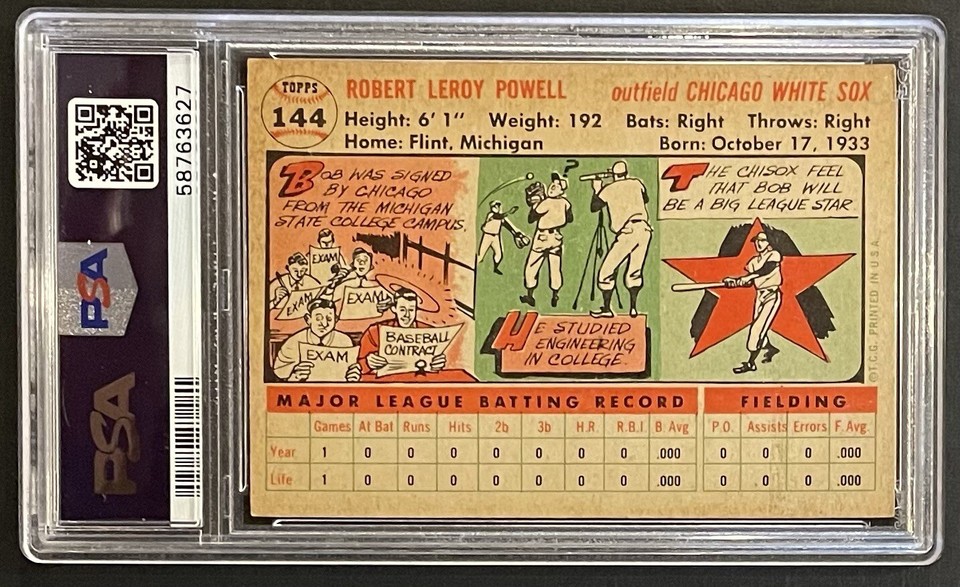 1956 Topps #144 Leroy Powell, Chicago White Sox, Gray Back, PSA 6 | eBay