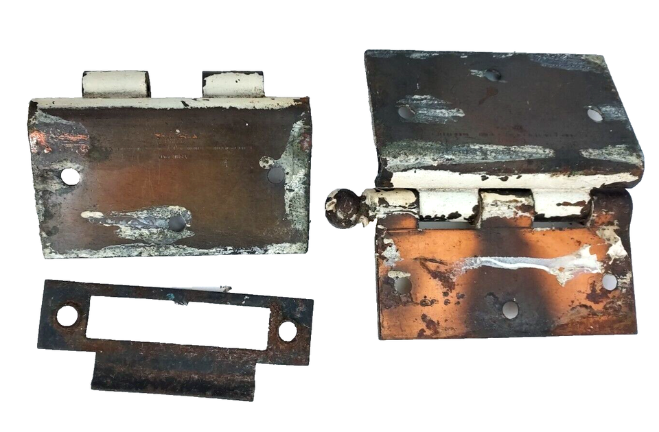 Vintage Assorted Door Hardware Parts, Plates, Hinge, Knob Rusty Painted ...