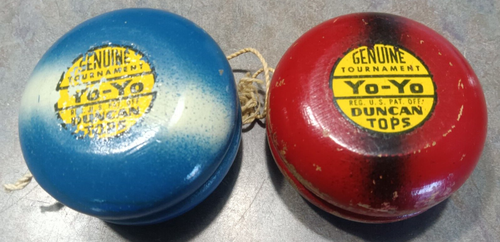 vtg duncan tops Duncan tournament 2pc YO-YO LOT wooden red blue | eBay