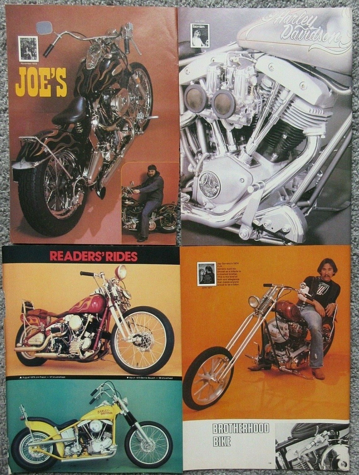 LOT EASYRIDERS MOTORCYCLE 8x10 4-PAGE COLOR PICTURES CHOPPER MAGAZINE ...