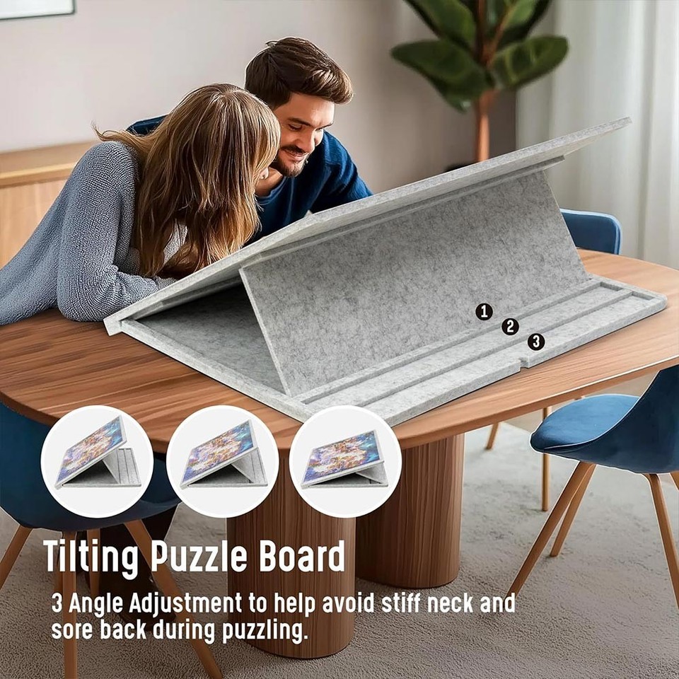 Tilting Jigsaw Puzzle Board With Cover, 3 Angle Adjustable Puzzle Tab ...