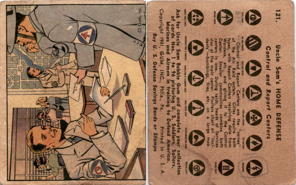 R158 Gum Inc, Uncle Sam Home Defense, 1941, #121 Control And Report ...