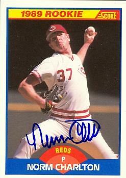 Norm Charlton autographed Baseball Card (Cincinnati Reds) 1989 Score ...