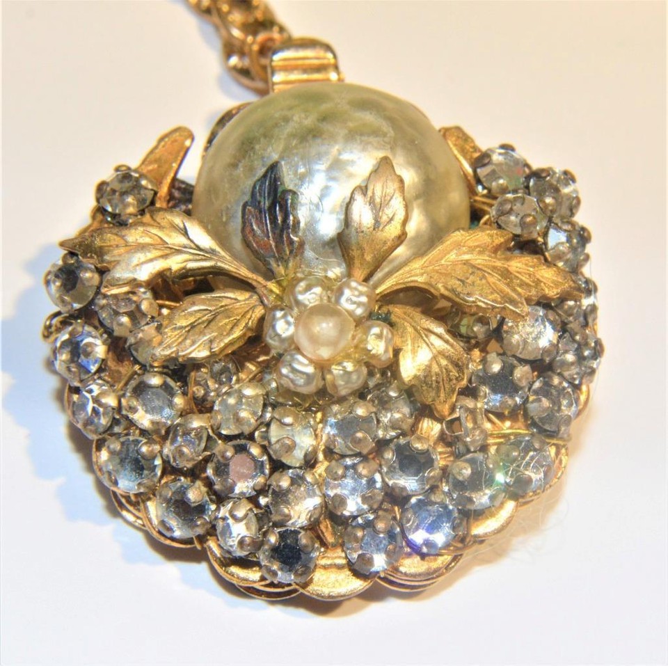 Rare Early 40s Unsigned MIRIAM HASKELL Goldtone Pearls Double Sweater ...