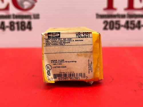 Hubbell HBL5251 Receptacle, 15A, 125V AC, Flush Mount, Single Outlet, 5 ...