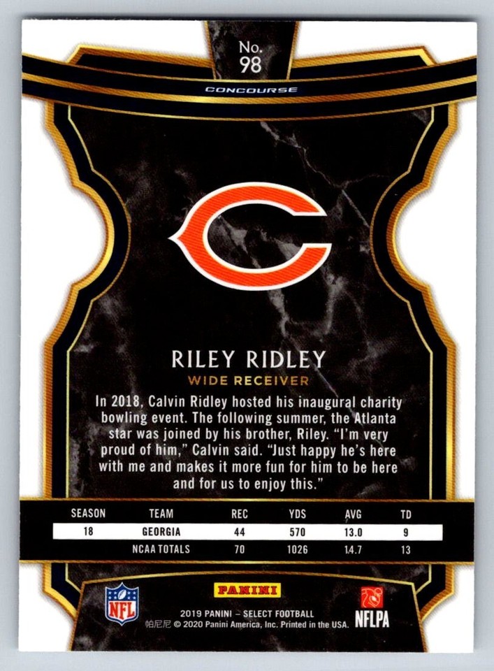 2019 Panini Select #98 Riley Ridley - Chicago Bears | eBay