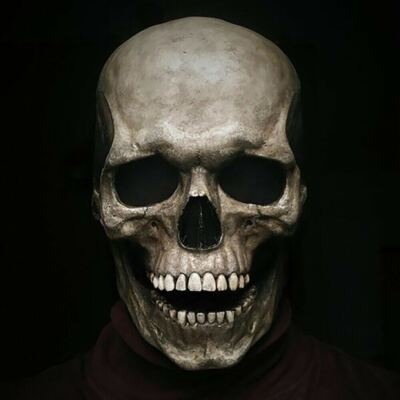 Realistic Movable Halloween Full Head Skull Mask Helmet with Jaw Horror ...
