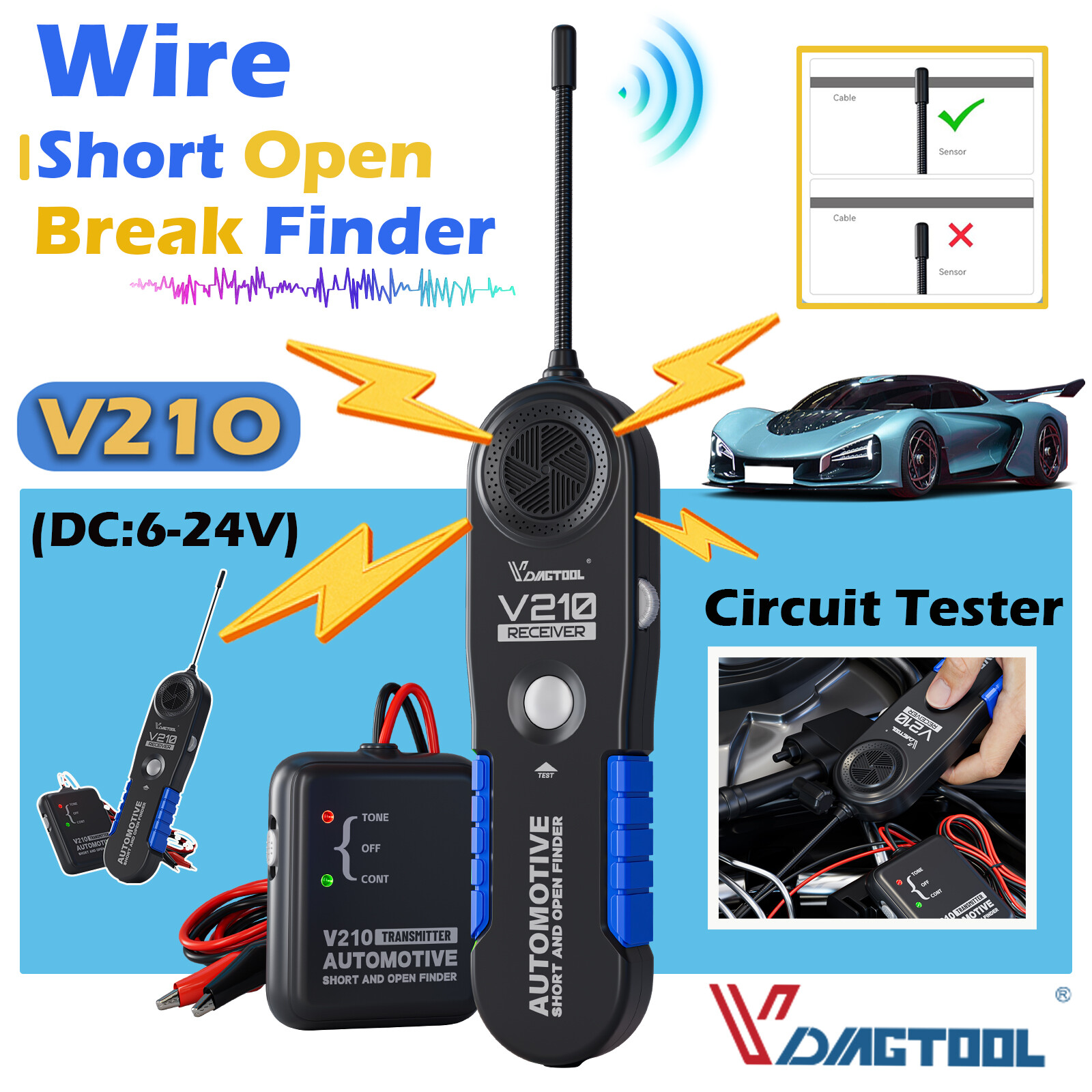 DC 6-42V Automotive Electrical Circuit Tester Open Short Wire Break ...