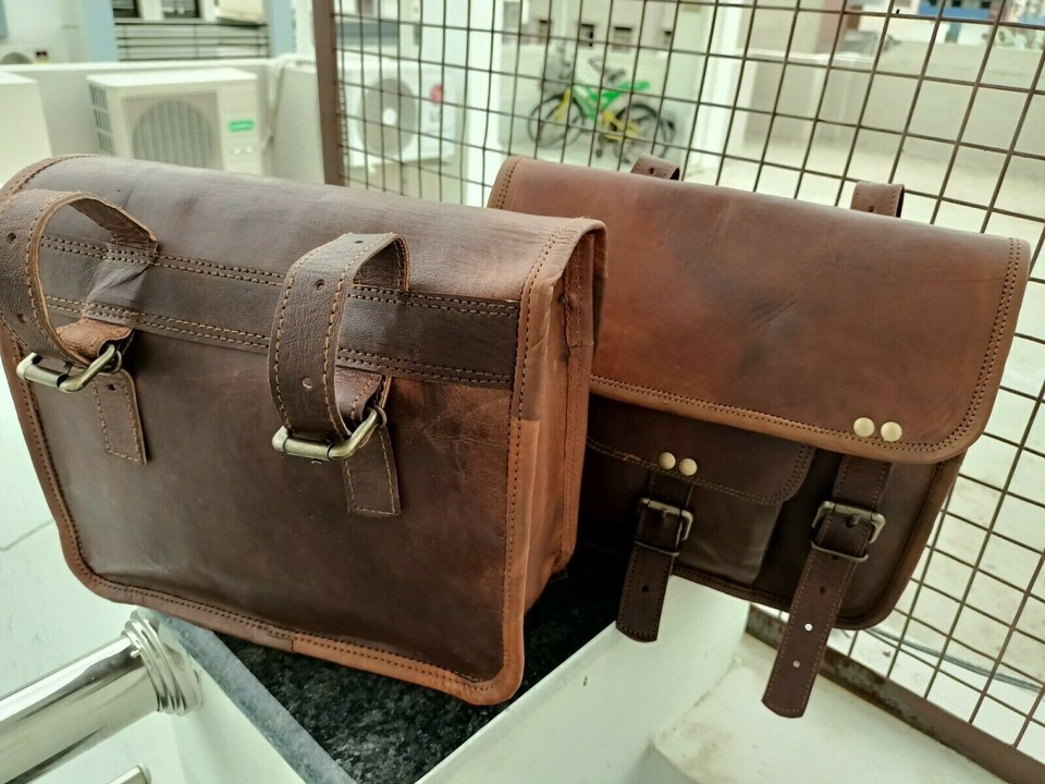 Goat Leather Motorcycle Bag Genuine Satchel Bags Complete Set Combo ...