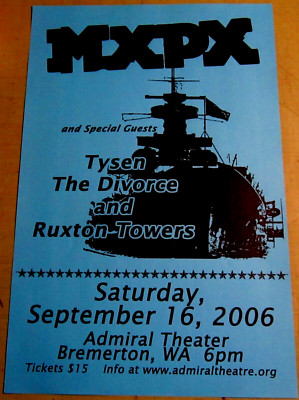 MxPx Poster 2006 ORG Concert Show Flyer Tysen, Divorce & Ruxton Towers ...