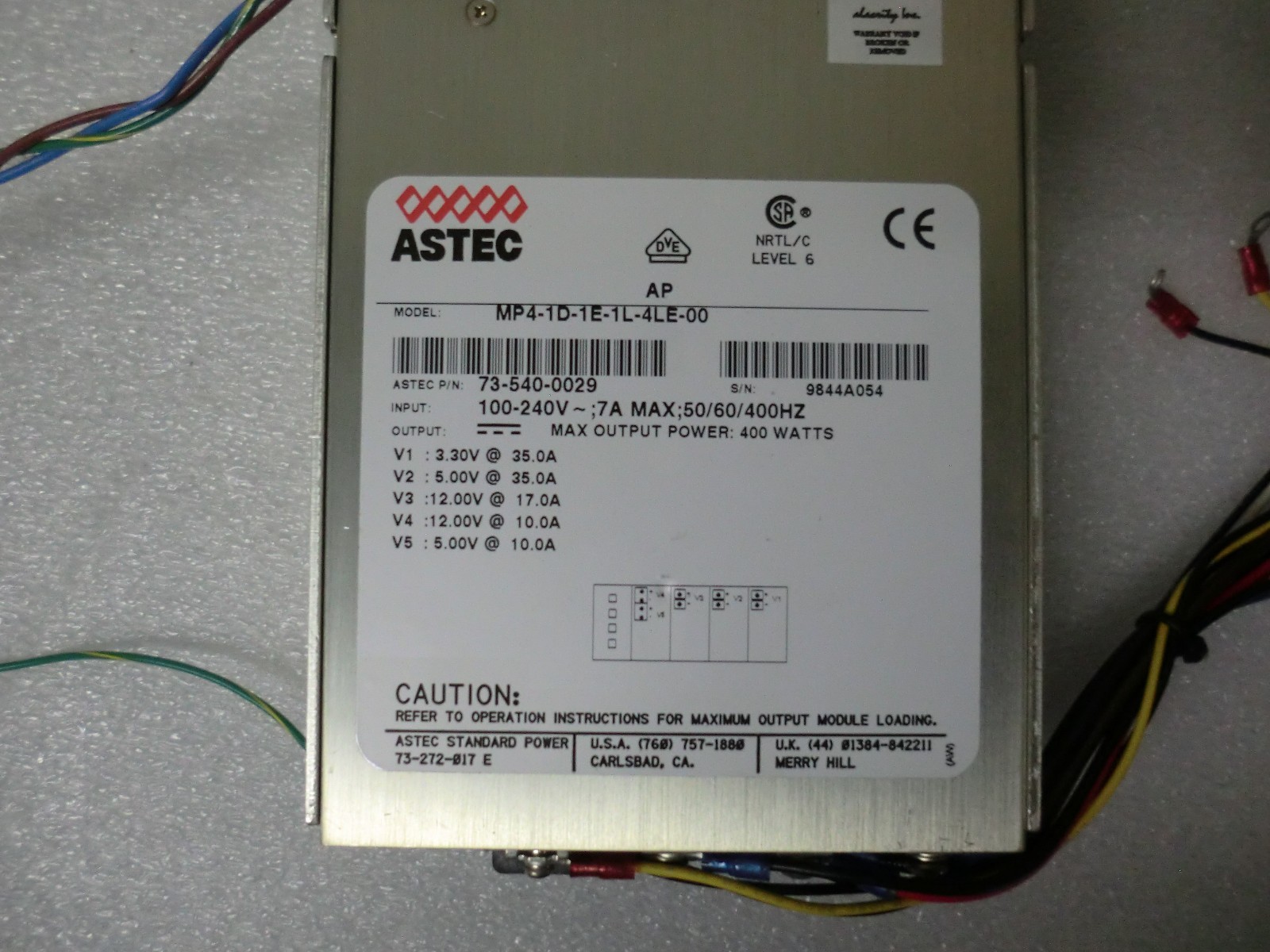 ASTEC MVP Series 400w Power Supply MP4-1D-1E-1L-4LE-00 73-540-0029 | eBay