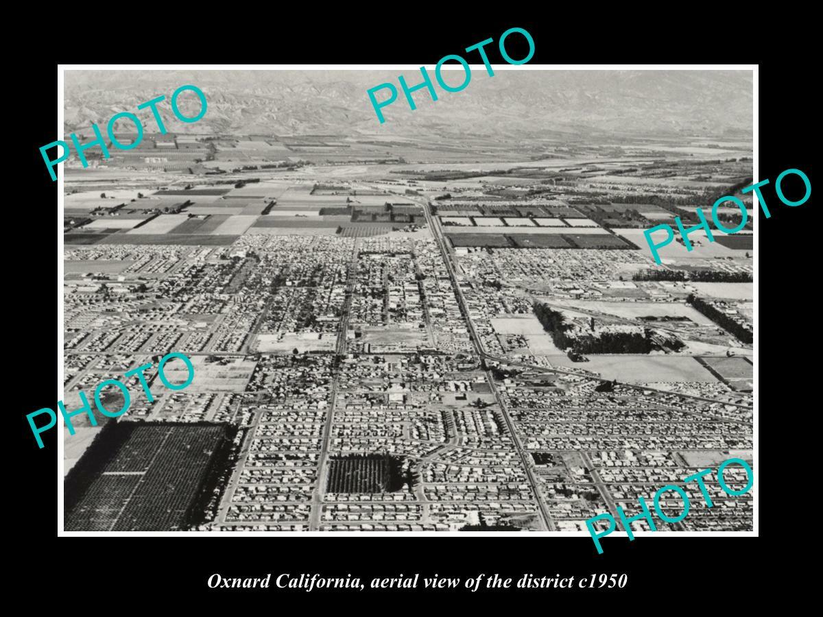 OLD POSTCARD SIZE PHOTO OXNARD CALIFORNIA AERIAL VIEW OF THE DISTRICT ...