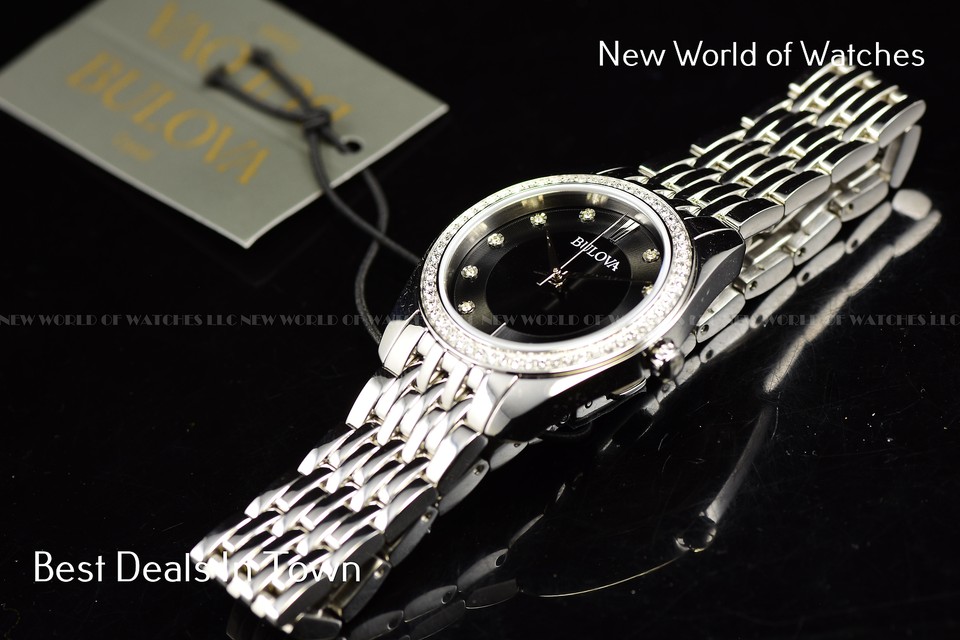 Bulova Classic Crystal Stainless Steel Ladies Quartz Diamond Watch ...