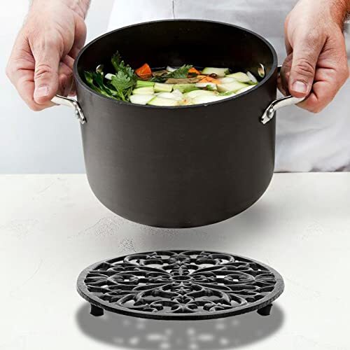 1pcs Oval Cast Iron Trivet Antique Heat Resistant Metal Trivet For Hot ...