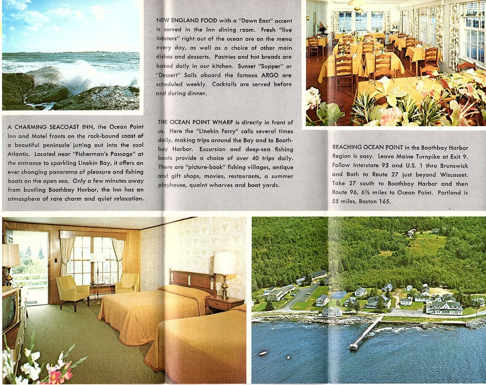 Ocean Point Inn & Motel Ocean Point ME Boothbay Harbor Vintage Brochure ...
