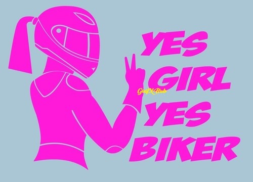 YES GIRL YES BIKER (right) - Cut Vinyl Decal Sticker for CARS ...