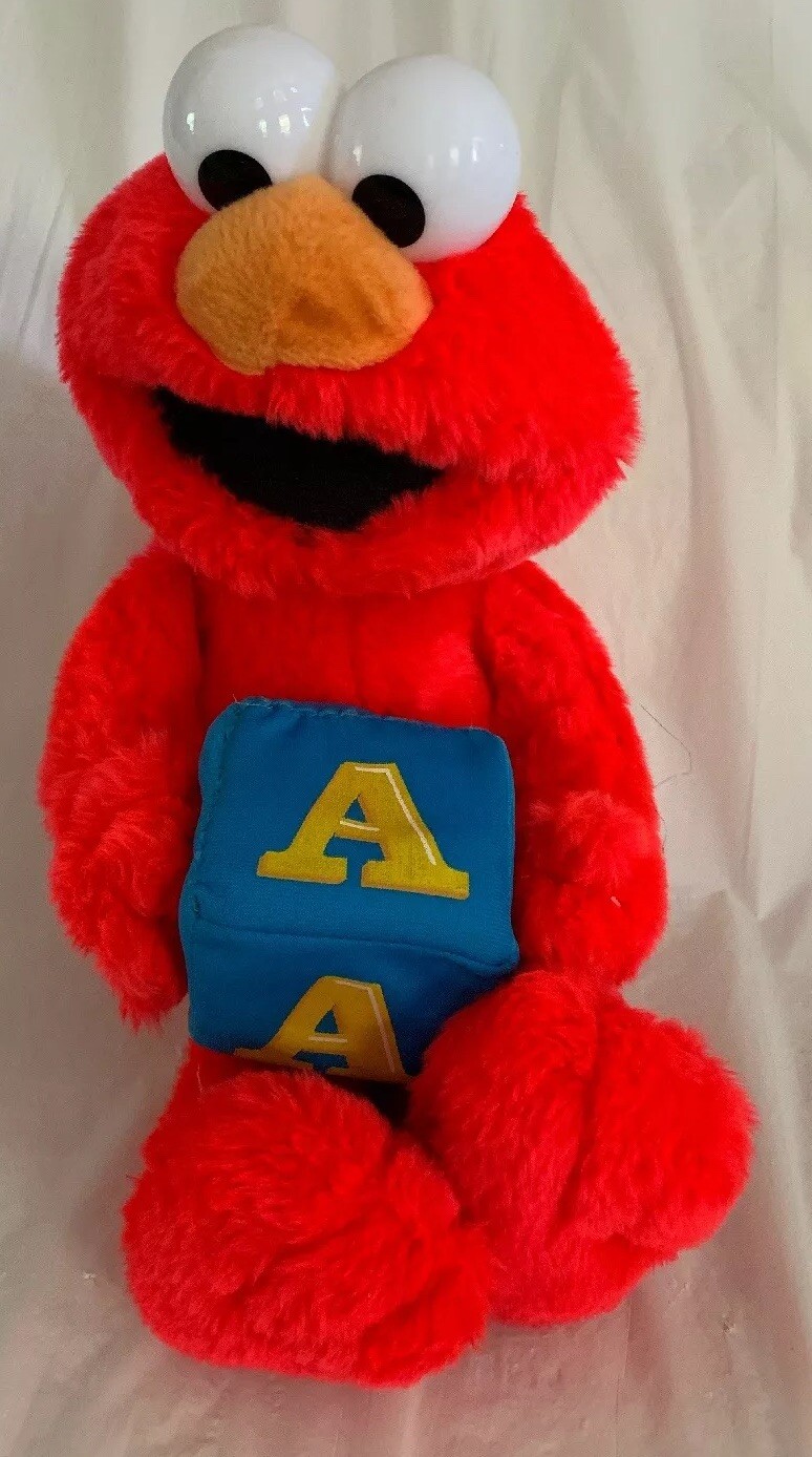 Nanco Plush Stuffed Elmo Doll 18” Soft 2006 Holding Alphabet Block “A ...