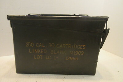 Emco Military Ammo Box 250 Calibur 30 Cartridges Linked Blank M1909 Lot ...