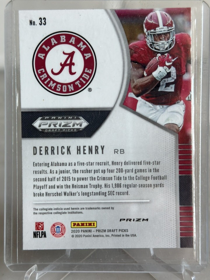 DERRICK HENRY DRAFT PICKS PINK PULSAR PRIZM TITANS ALABAMA #33 | eBay