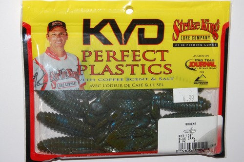 strike king perfect plastics coffee scent rodent bass beaver 3" blue ...
