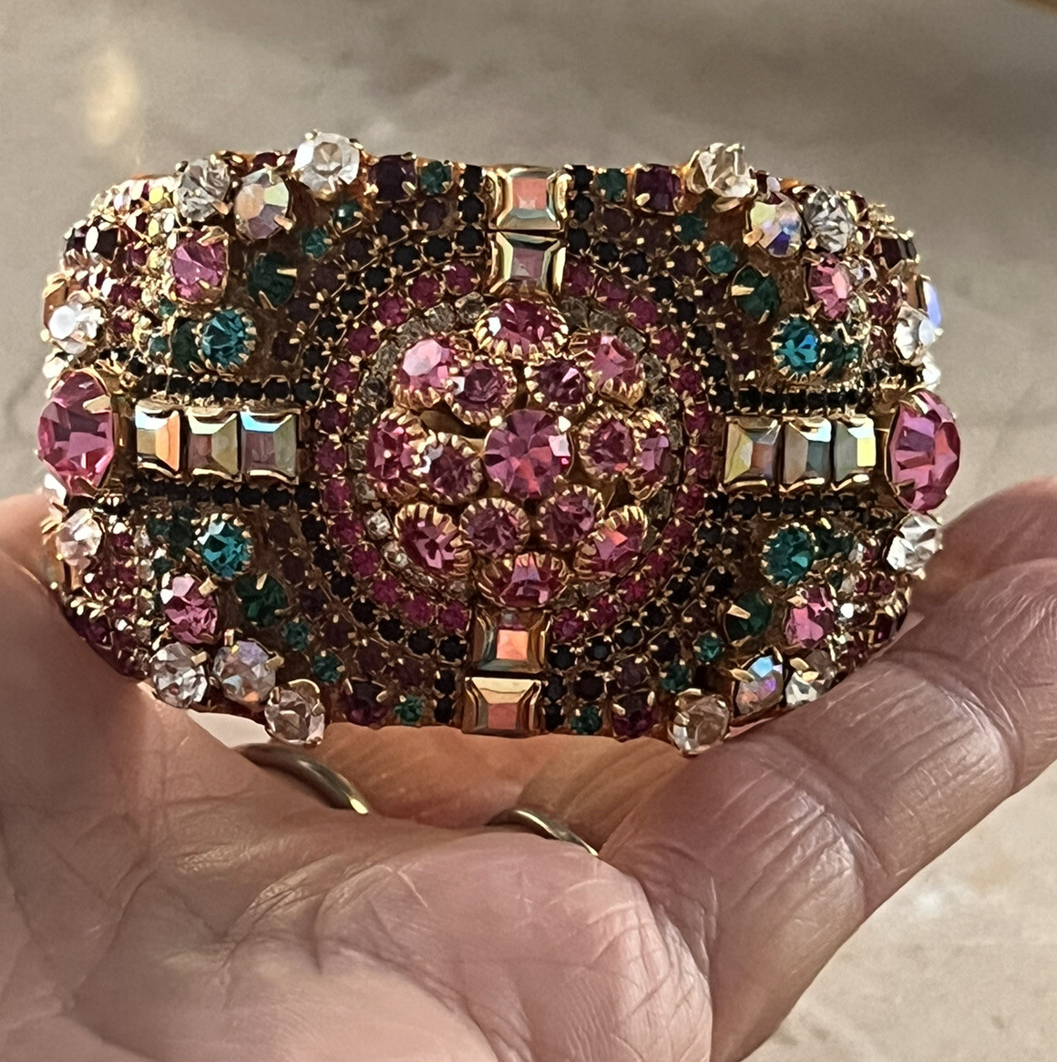 Statement Vintage 1985 Elise Multi Color Rhinestone Crystal Gem Cuff ...