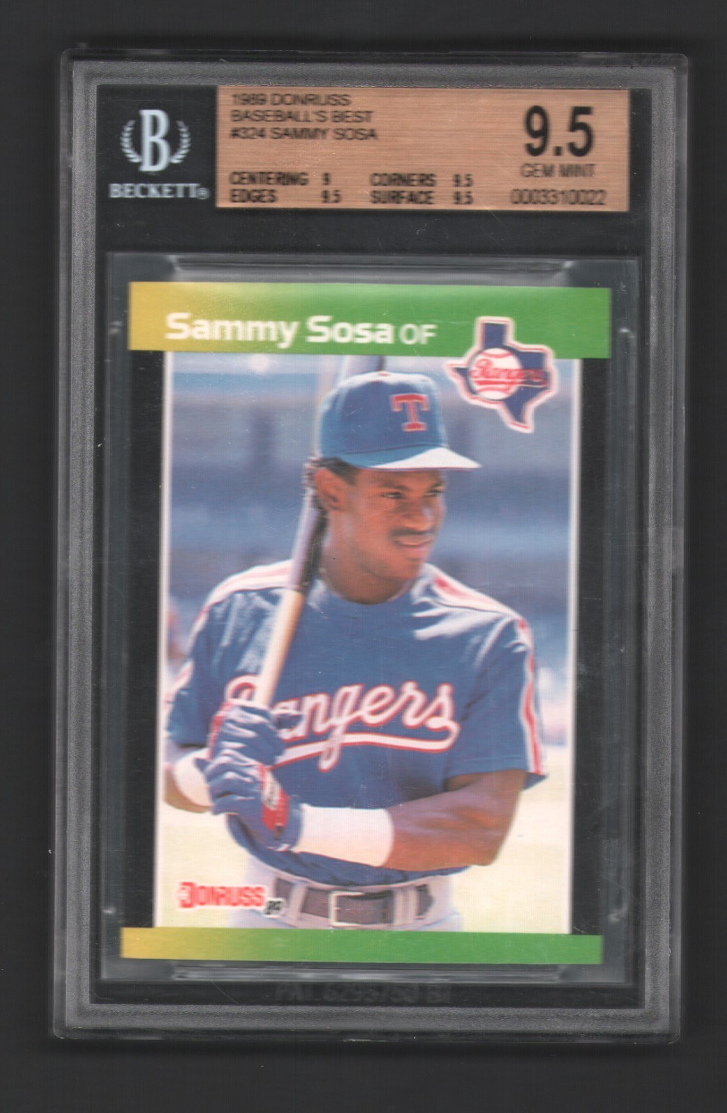Sammy Sosa CUBS 1989 Donruss Baseball's Best 324 Rookie Card Rc BGS 9.5 ...
