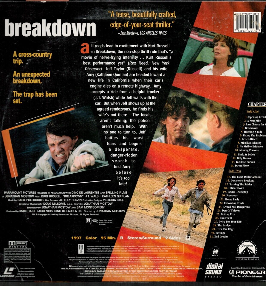 Breakdown 1997 Laserdisc Paramount Home Video Laser Disc | eBay